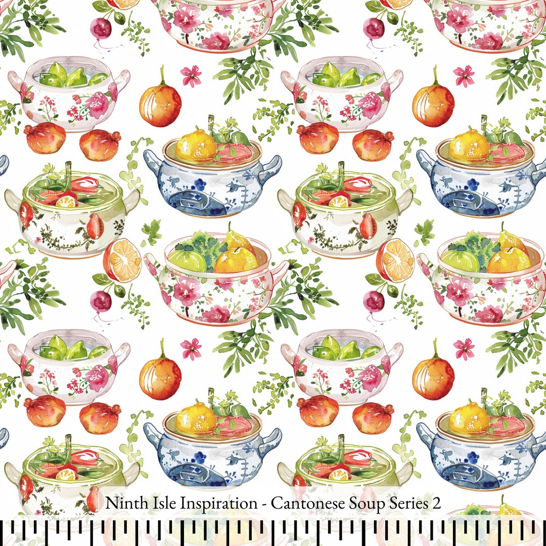 Fabric Print in HI, Cantonese Soup Rayon Fabric by the Yard - Etsy