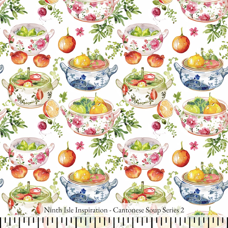 Cantonese Soup Cotton Fabric by the Yard Ninthisle Inspiration ...