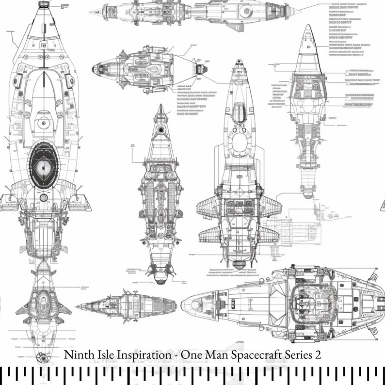 One Man Spacecraft Cotton Fabric by the Yard - Ninthisle Inspiration Exclusive Creative Art Bulk ...