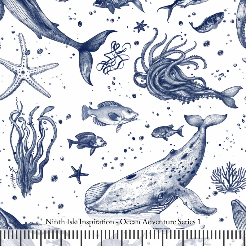Ocean Adventure Cotton Fabric by the Yard Ninthisle Inspiration ...