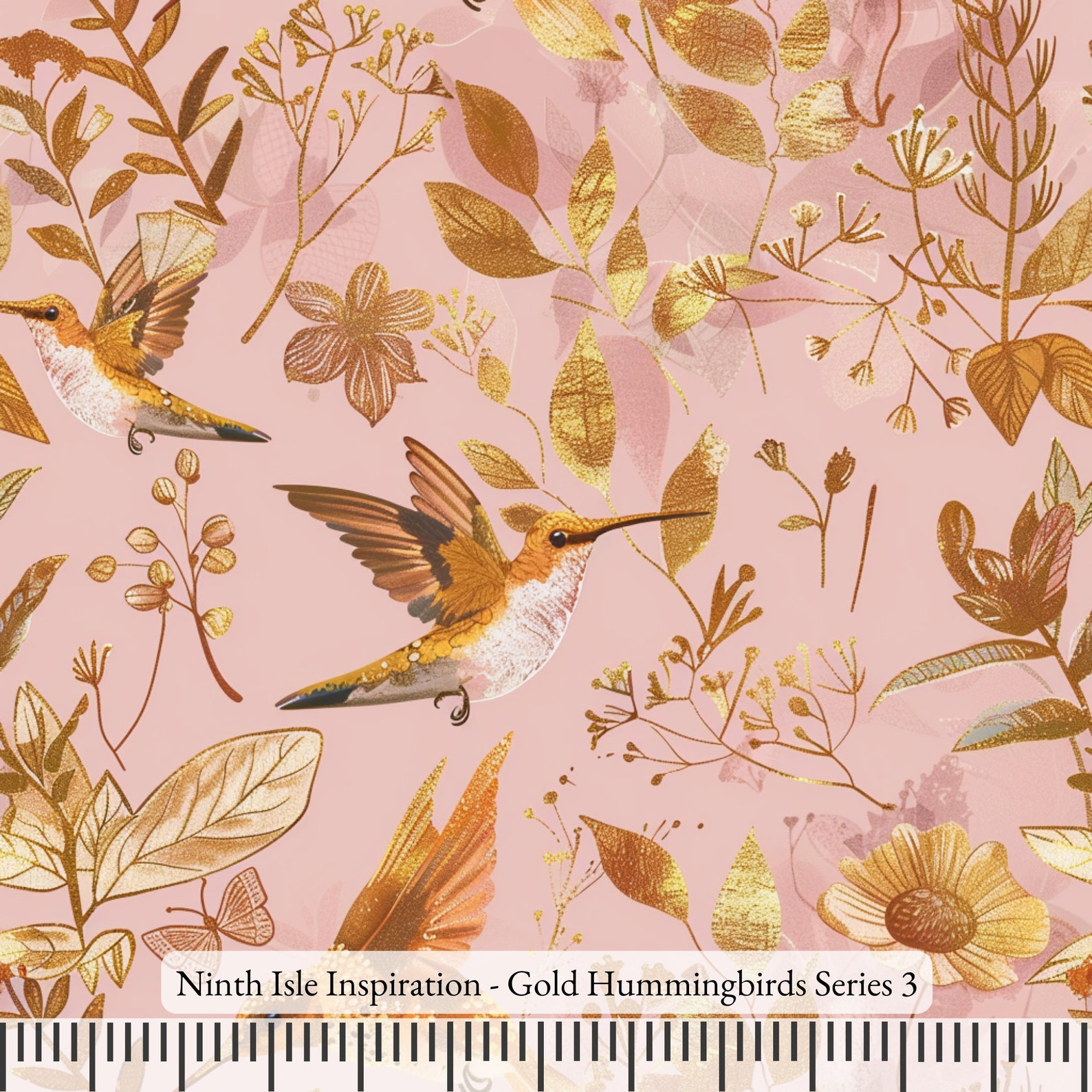 Gold Hummingbirds Cotton Fabric by the Yard Ninthisle Inspiration ...