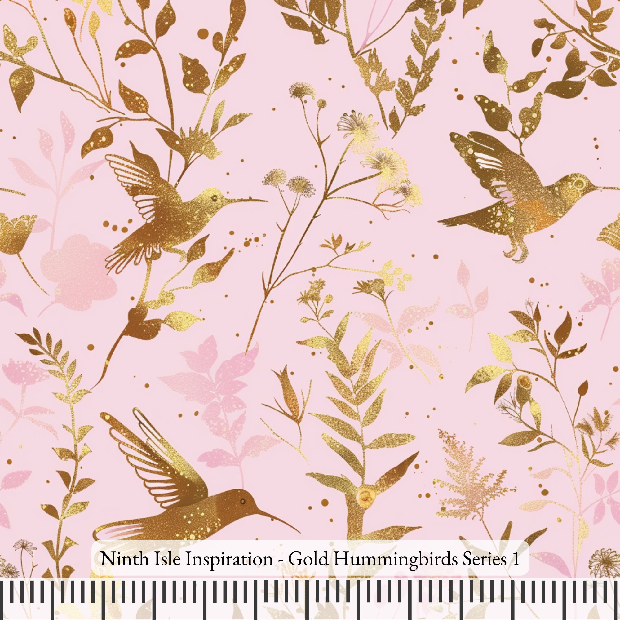 Gold Hummingbirds Cotton Fabric by the Yard - Ninthisle Inspiration ...