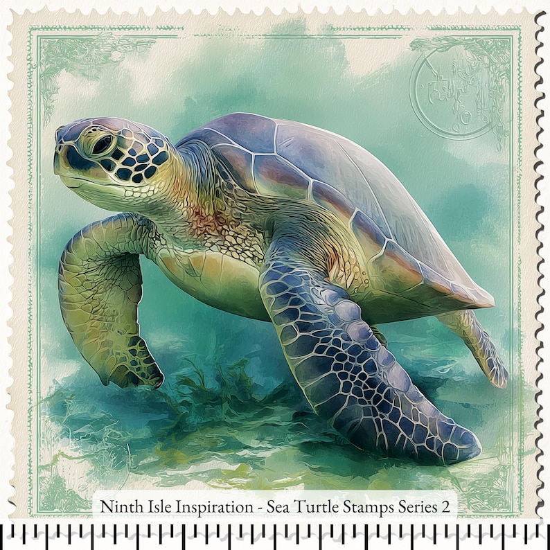 Print in Hawaii Fabric, Sea Turtle Stamps Cotton Poplin Fabric by the ...