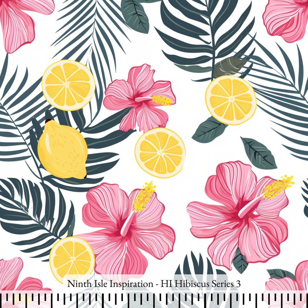 HI Hibiscus Cotton Fabric by the Yard - Ninthisle Inspiration Exclusive Elegant Art Bulk Order ...