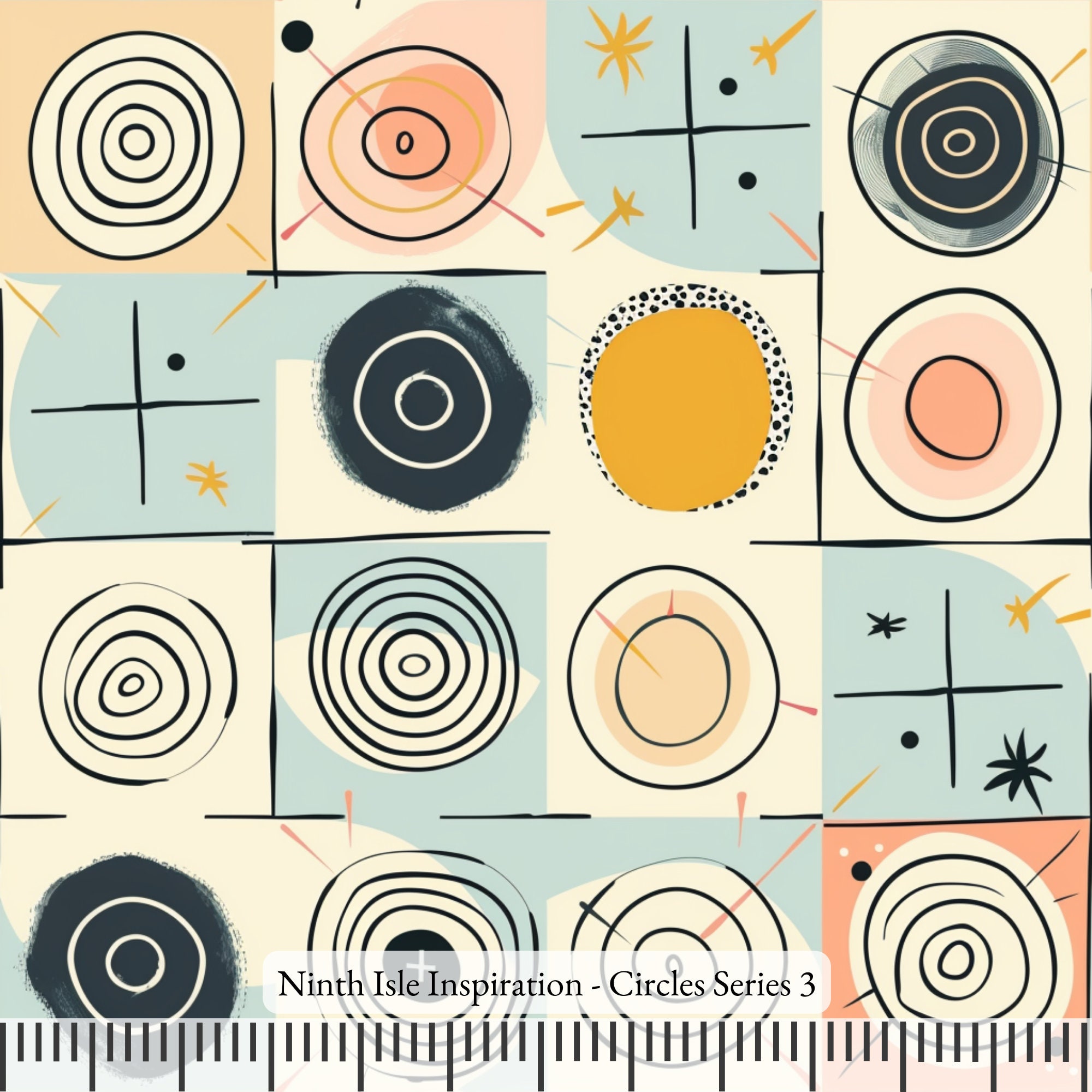 Circles Cotton Fabric by the Yard Ninthisle Inspiration Exclusive Fun ...