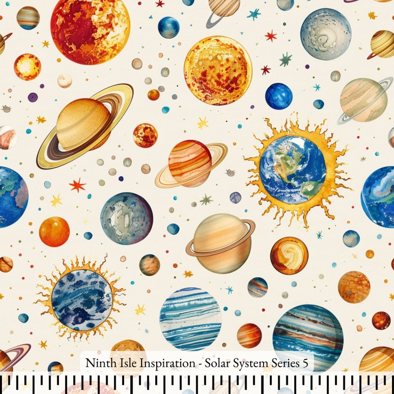 Print in Hawaii Fabric, Solar System Cotton Poplin Fabric by the Yard ...