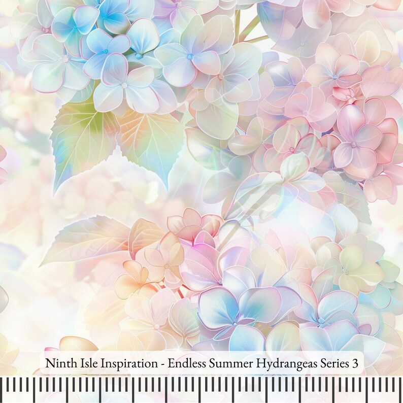 Endless Summer Hydrangeas Cotton Fabric by the Yard Ninthisle Inspiration Exclusive Elegant Art ...