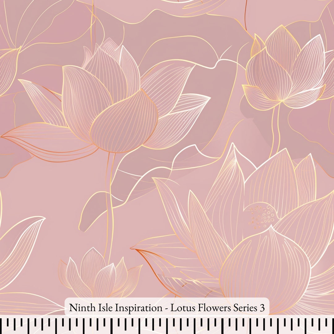 Lotus Flowers Rayon Fabric by the Yard - Ninthisle Inspiration ...
