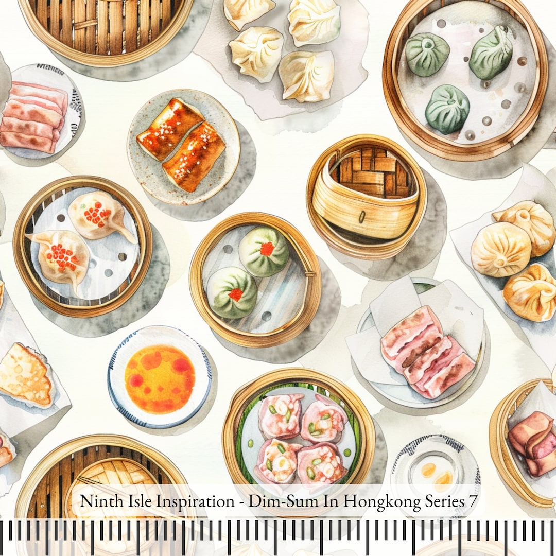 Print in Hawaii Fabric, Dim-sum in Hongkong Cotton Poplin Fabric by the ...