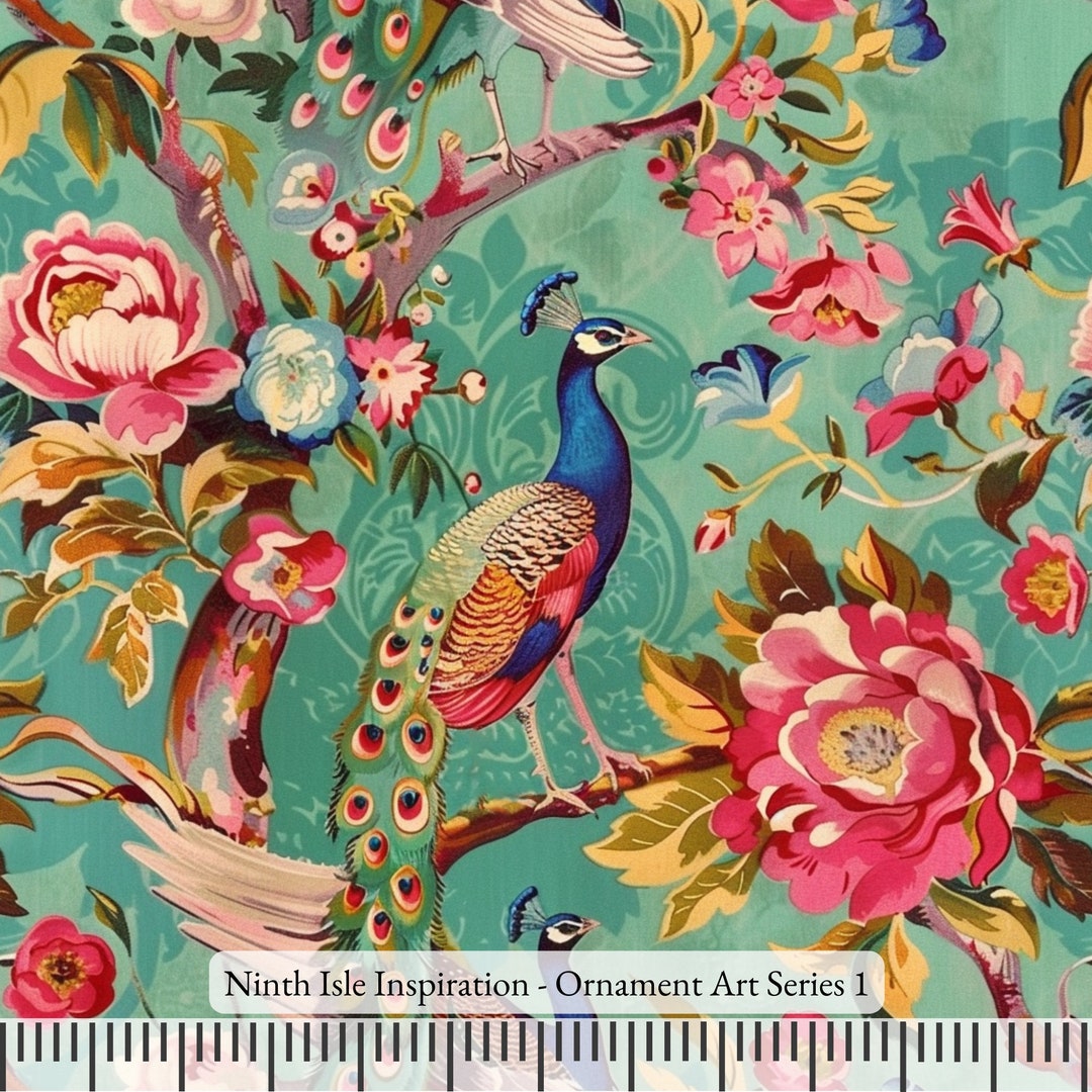 Fabric Print in HI, Ornament Art Rayon Fabric by the Yard - Etsy