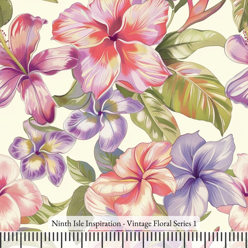 Fabric Print in HI, Vintage Floral Rayon Fabric by the Yard - Bulk ...