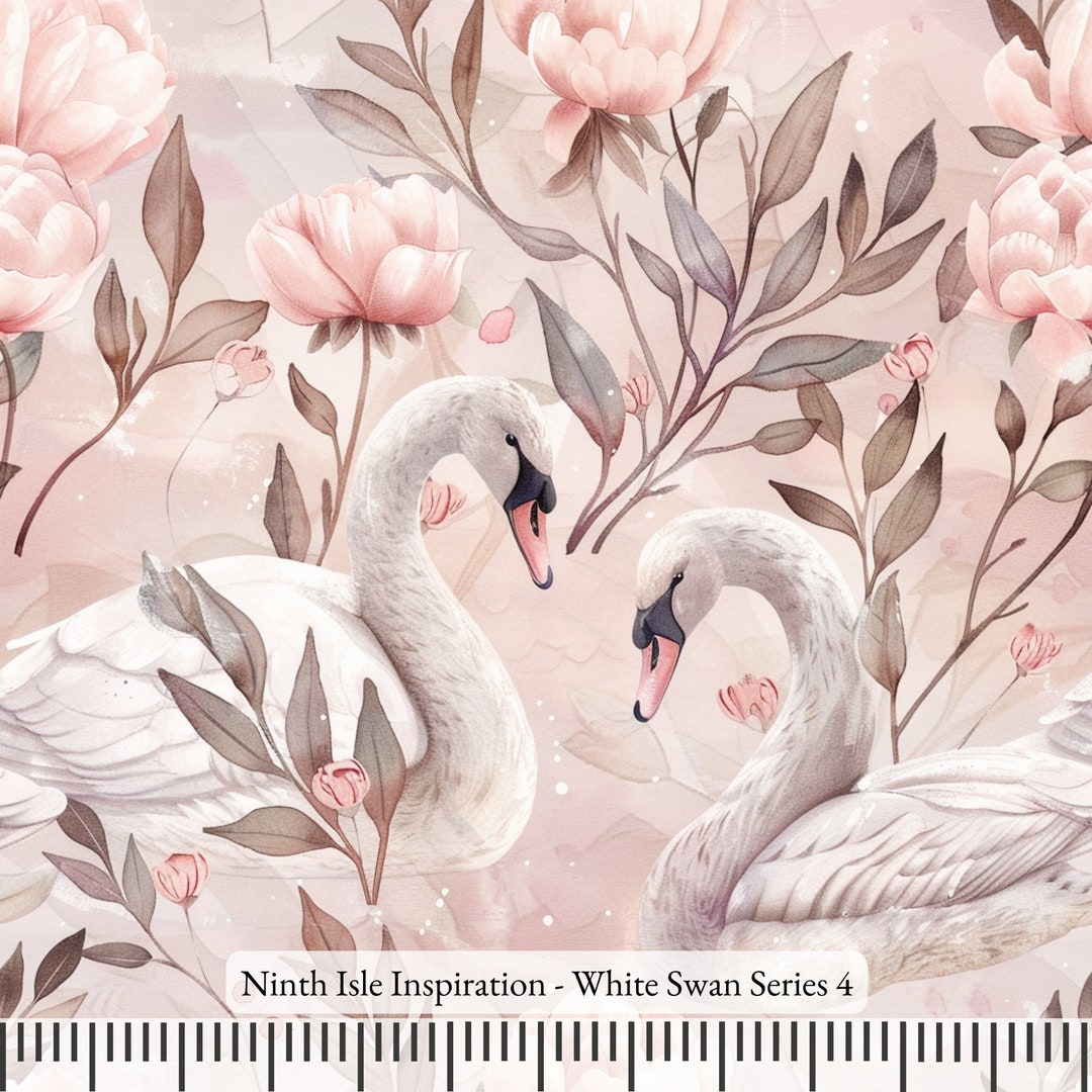 White Swan Rayon Fabric by the Yard - Ninthisle Inspiration Exclusive ...
