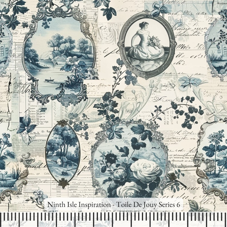 Toile De Jouy Cotton Fabric by the Yard - Ninthisle Inspiration ...