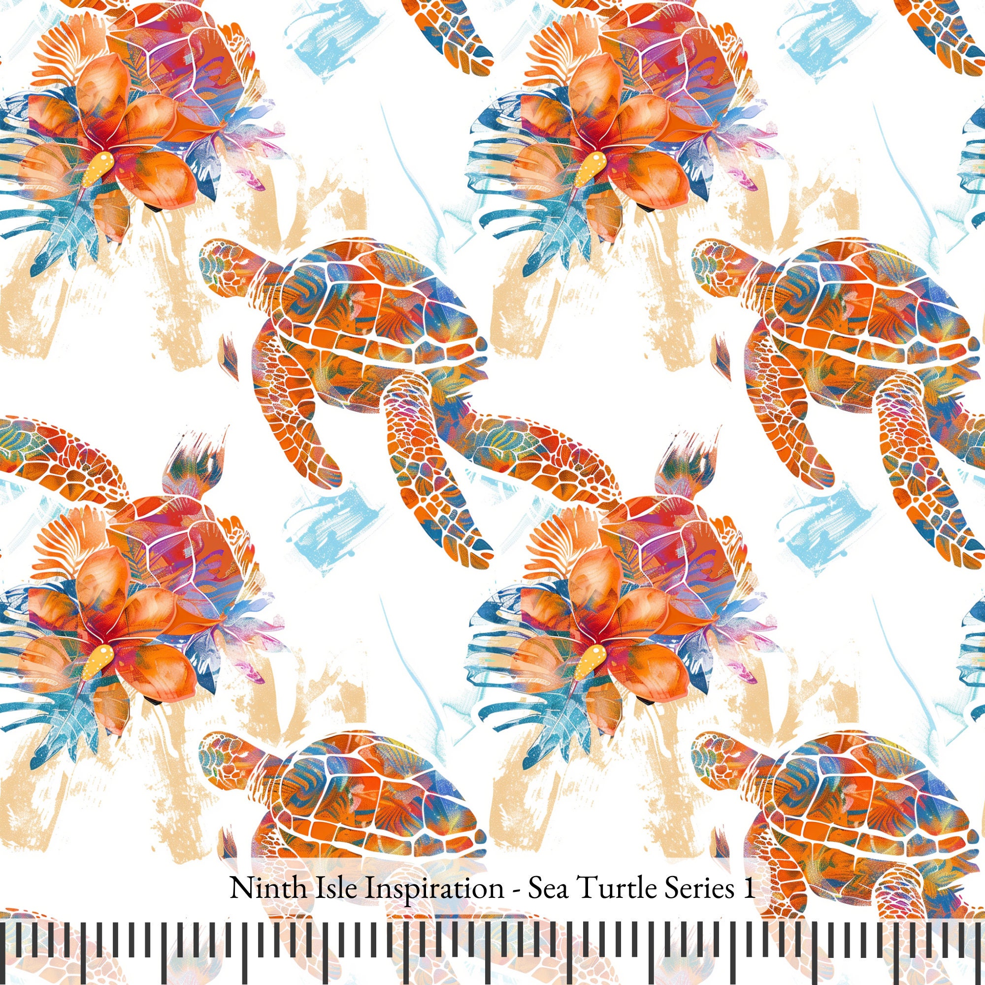 Sea Turtle Cotton Fabric by the Yard - Ninthisle Inspiration Exclusive ...