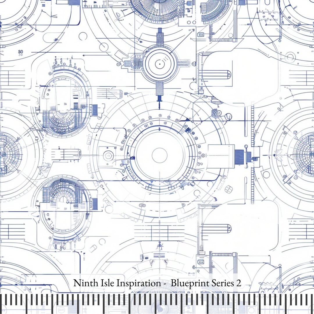Print in Hawaii, Blueprint Cotton Fabric by the Yard - Ninthisle ...