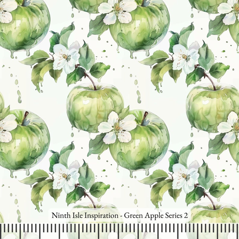 Green Apple Cotton Fabric by the Yard - Ninthisle Inspiration Exclusive ...