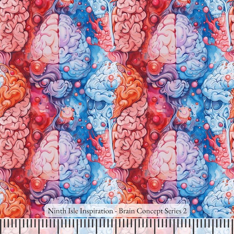 Brain Concept Rayon Fabric by the Yard Ninthisle Inspiration Exclusive ...