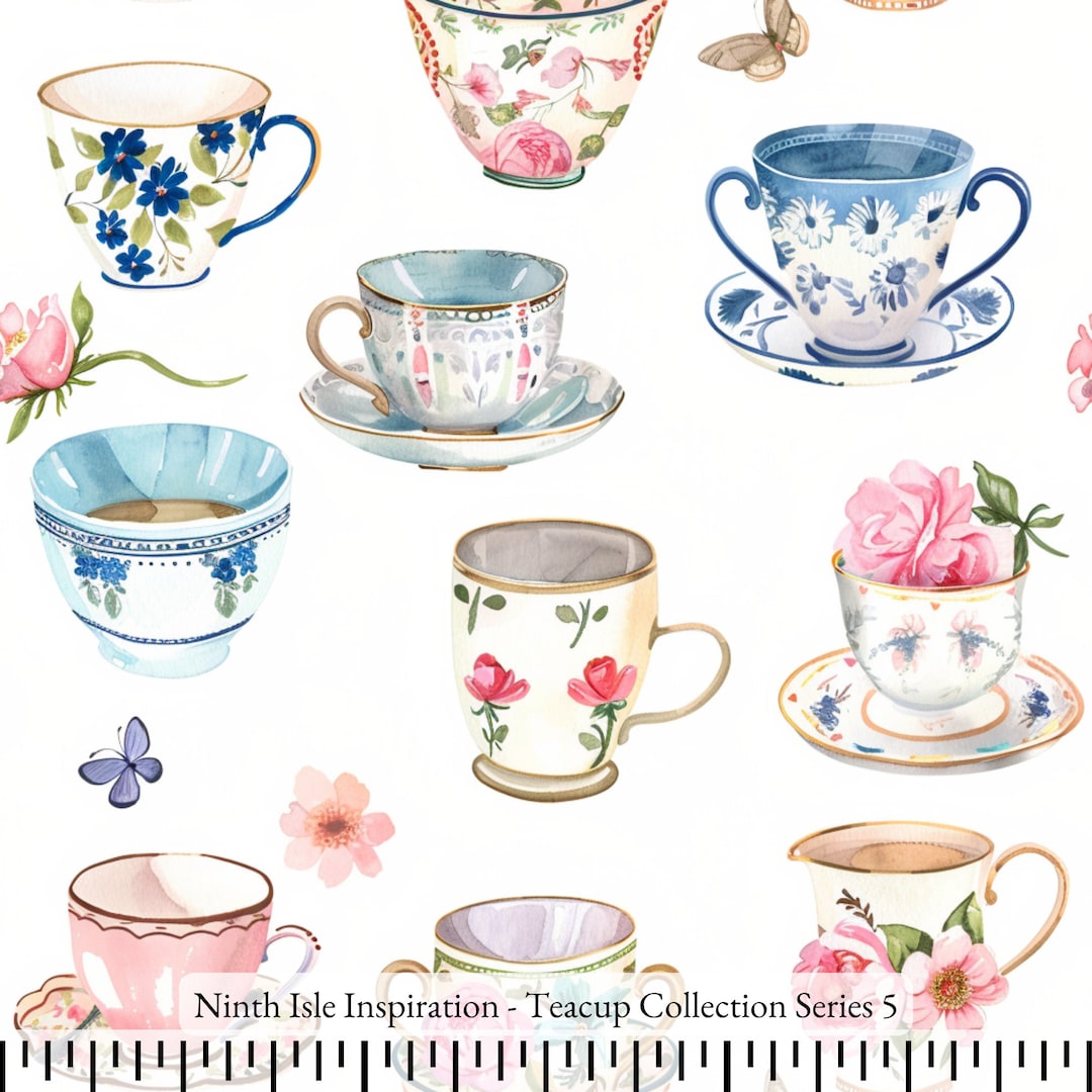 Print in Hawaii, Teacup Collection Cotton Fabric by the Yard ...