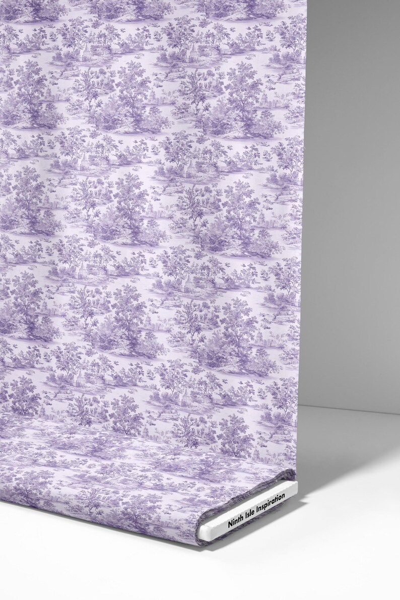 Fabric, Toile De Jouy Lavender World Cotton Canvas Fabric by the Yard ...