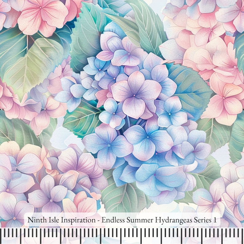 Endless Summer Hydrangeas Cotton Fabric by the Yard Ninthisle ...