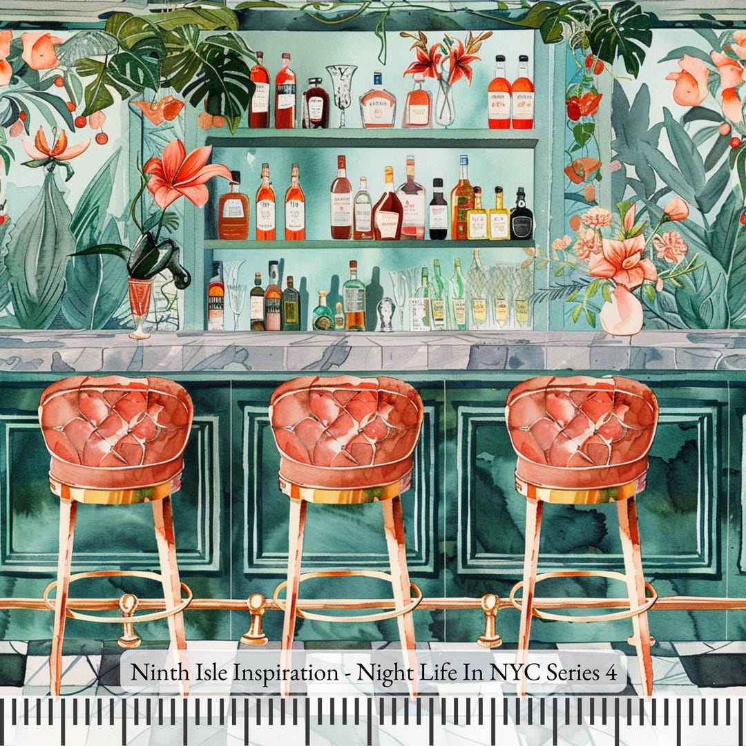 Night Life in New York City Rayon Fabric by the Yard - Ninthisle ...