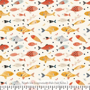 Fish Fish Cotton Fabric by the Yard - Ninthisle Inspiration Exclusive ...