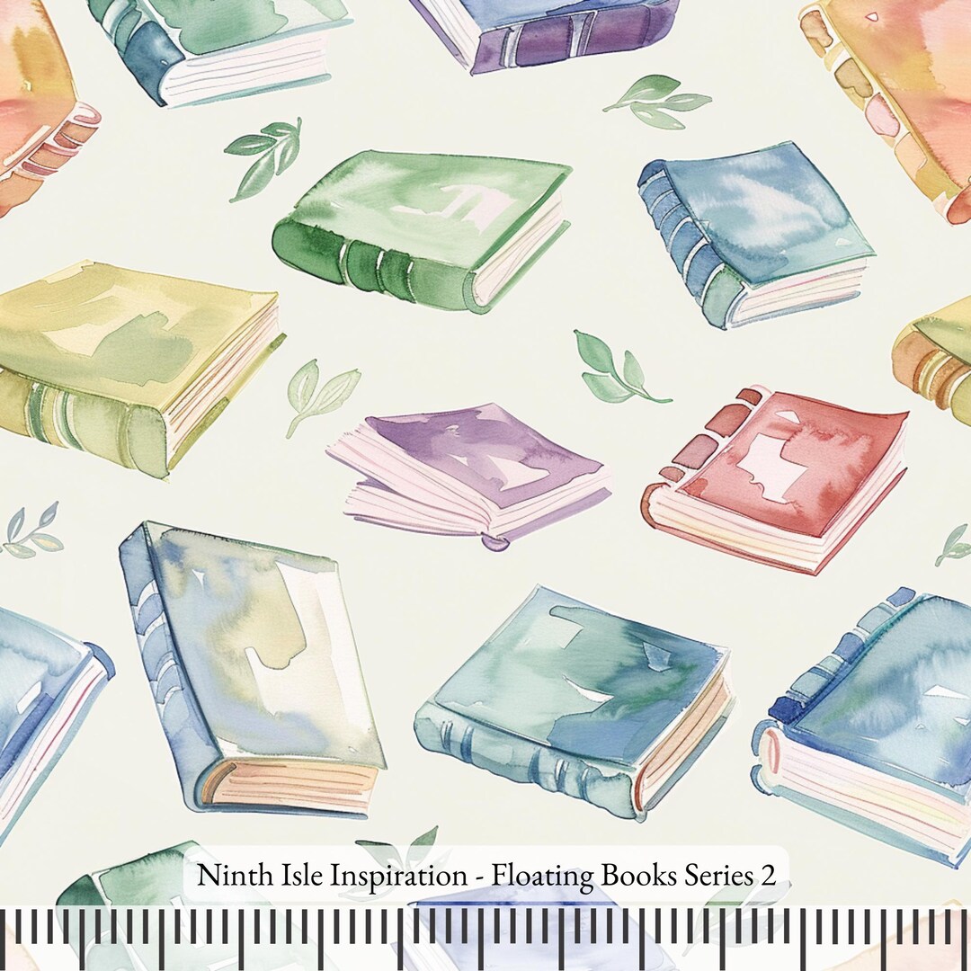 Floating Books Cotton Fabric by the Yard - Ninthisle Inspiration ...