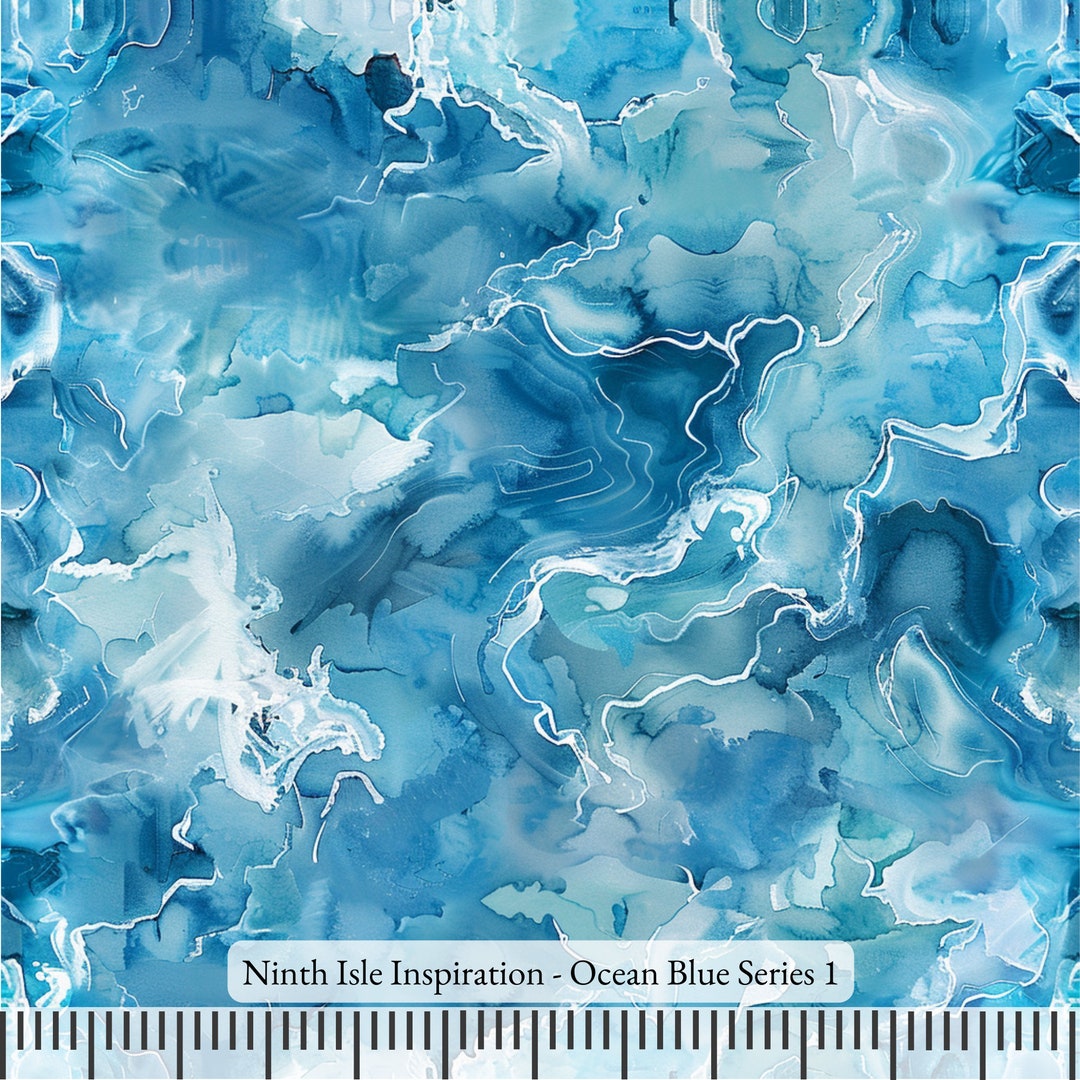 Print in Hawaii Fabric, Ocean Blue Cotton Poplin Fabric by the Yard ...