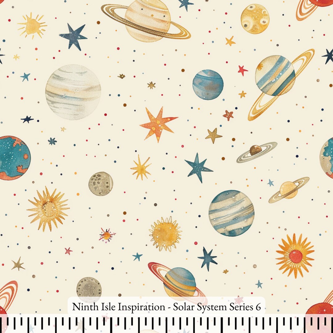 Print in Hawaii Fabric, Solar System Cotton Poplin Fabric by the Yard ...