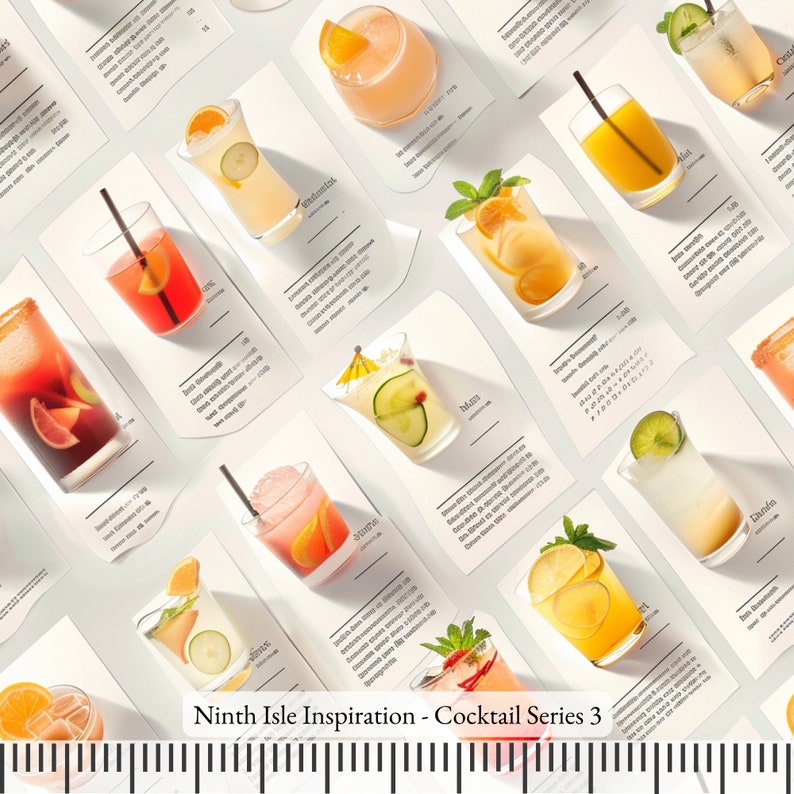 Cocktail Menu Cotton Fabric by the Yard Ninthisle Inspiration Exclusive ...