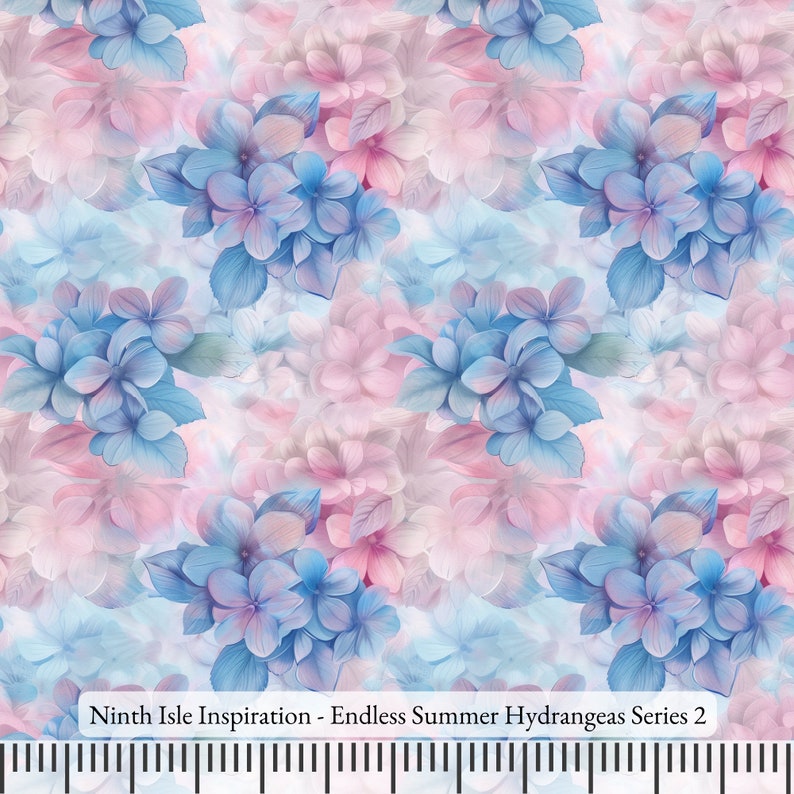 Endless Summer Hydrangeas Cotton Fabric by the Yard Ninthisle Inspiration Exclusive Elegant Art ...