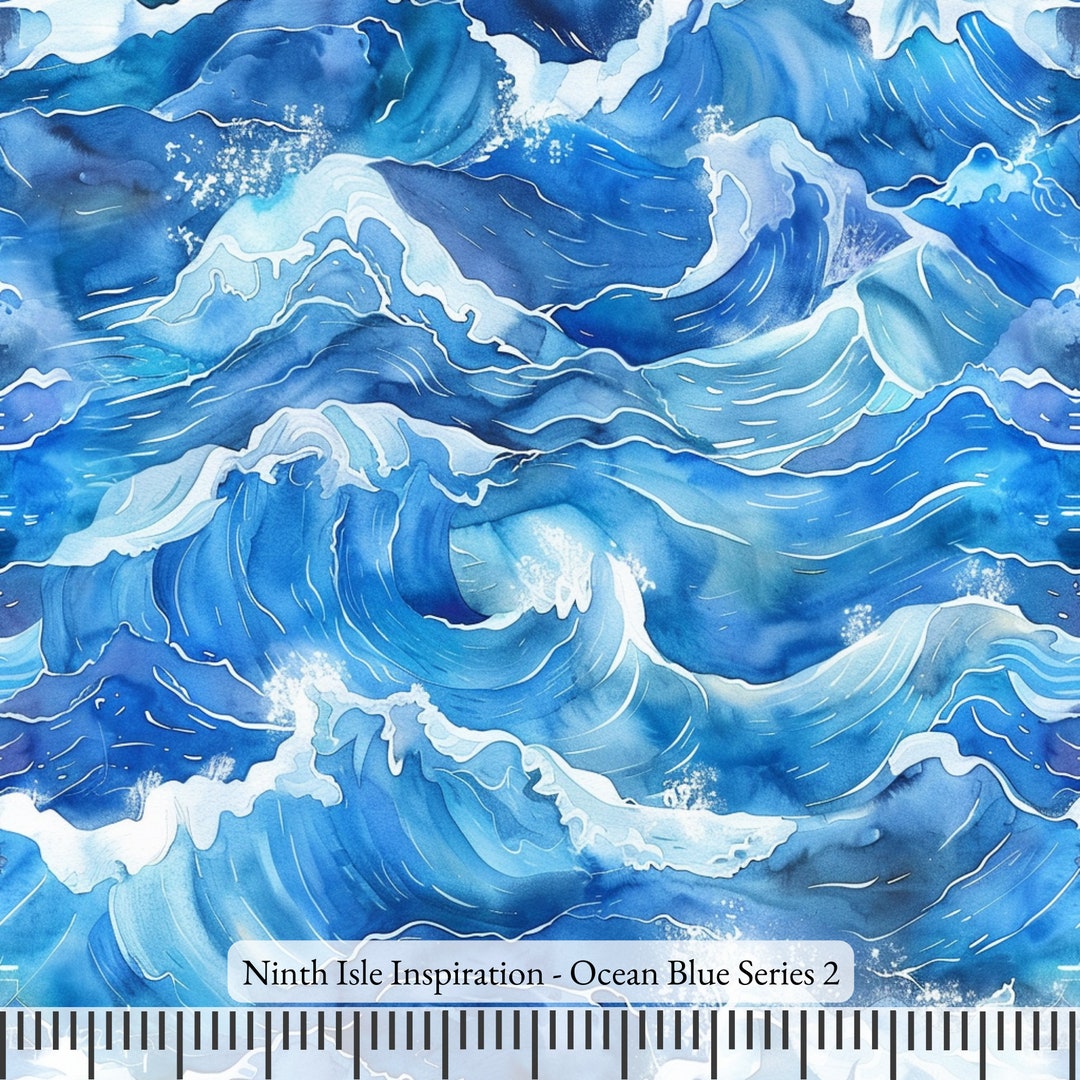 Print in Hawaii Fabric, Ocean Blue Cotton Poplin Fabric by the Yard - Etsy
