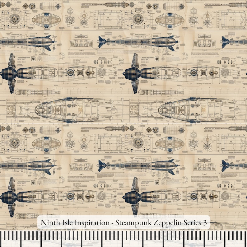Print in Hawaii, Steampunk Zeppelin Cotton Fabric by the Yard - Etsy