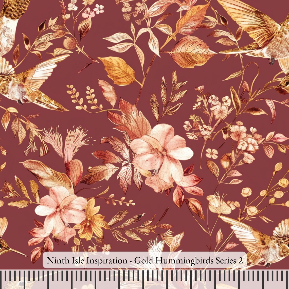 Gold Hummingbirds Cotton Fabric by the Yard Ninthisle Inspiration ...