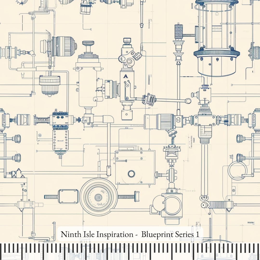 Print in Hawaii, Blueprint Cotton Fabric by the Yard - Ninthisle ...