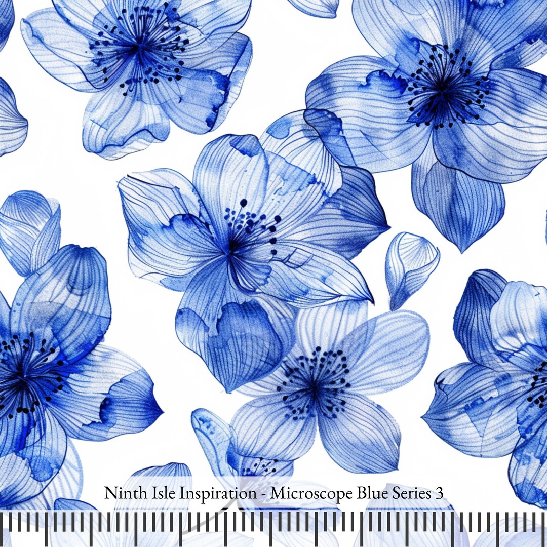 Microscope Blue Cotton Fabric by the Yard - Ninthisle Inspiration ...