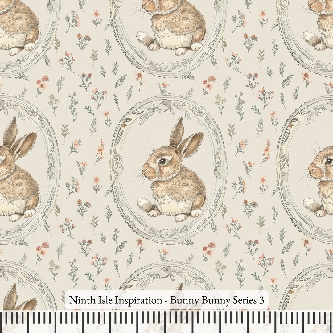 Print in Hawaii, Bunny Bunny Cotton Fabric by the Yard - Ninthisle ...
