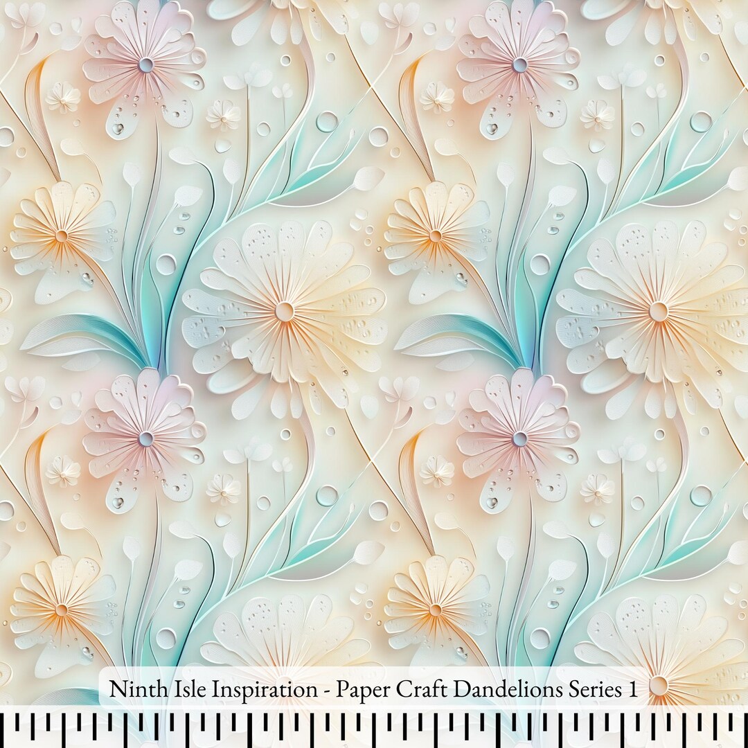Print in Hawaii Fabric, Paper Craft Dandelions Cotton Poplin Fabric by ...