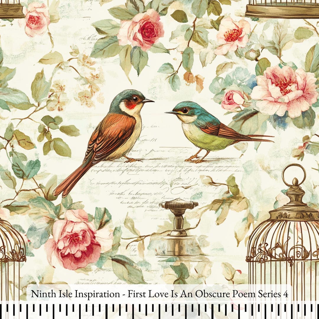 First Love is an Obscure Poem Cotton Fabric by the Yard - Ninthisle ...