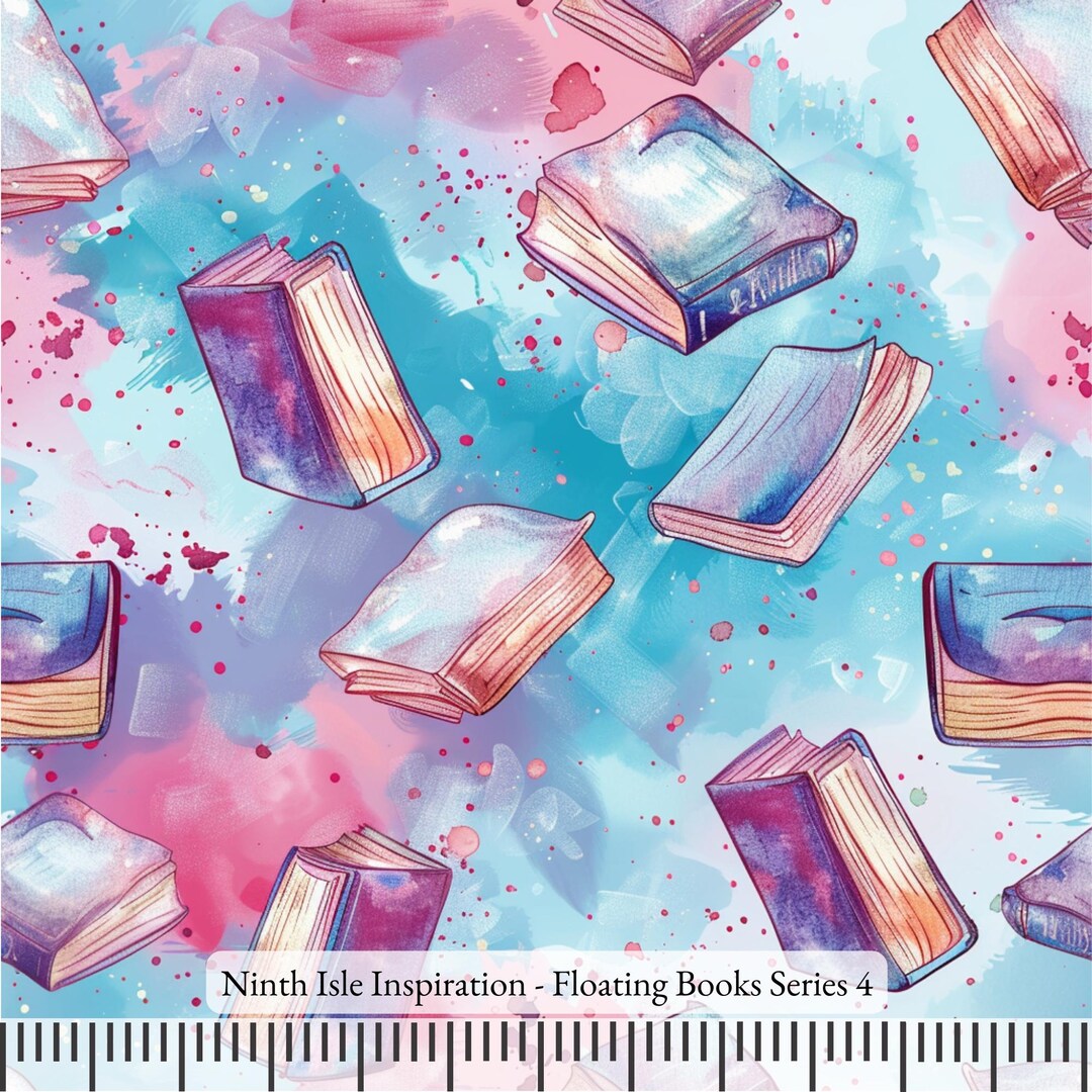 Floating Books Cotton Fabric by the Yard - Ninthisle Inspiration ...