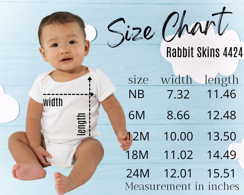 Infant Size Chart, Infant Bodysuit Size Guide, Rabbit Skins 4424 Size ...