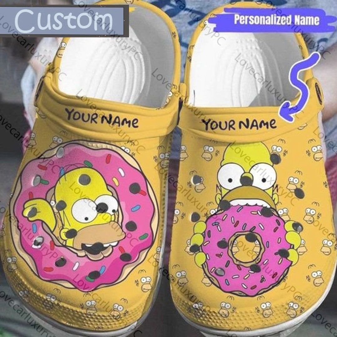 Homer Simpson Donut Clogs, Simpson Slippers, Personalized Clogs, Kid ...