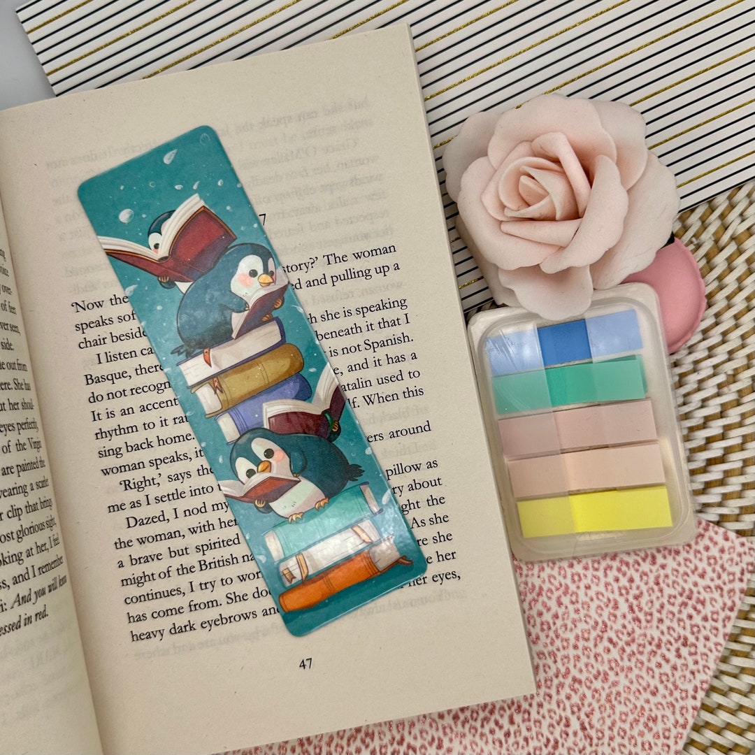Cute Penguin Book Mark | Doublesided Bookmark | Cute Bookmark | Gift ...