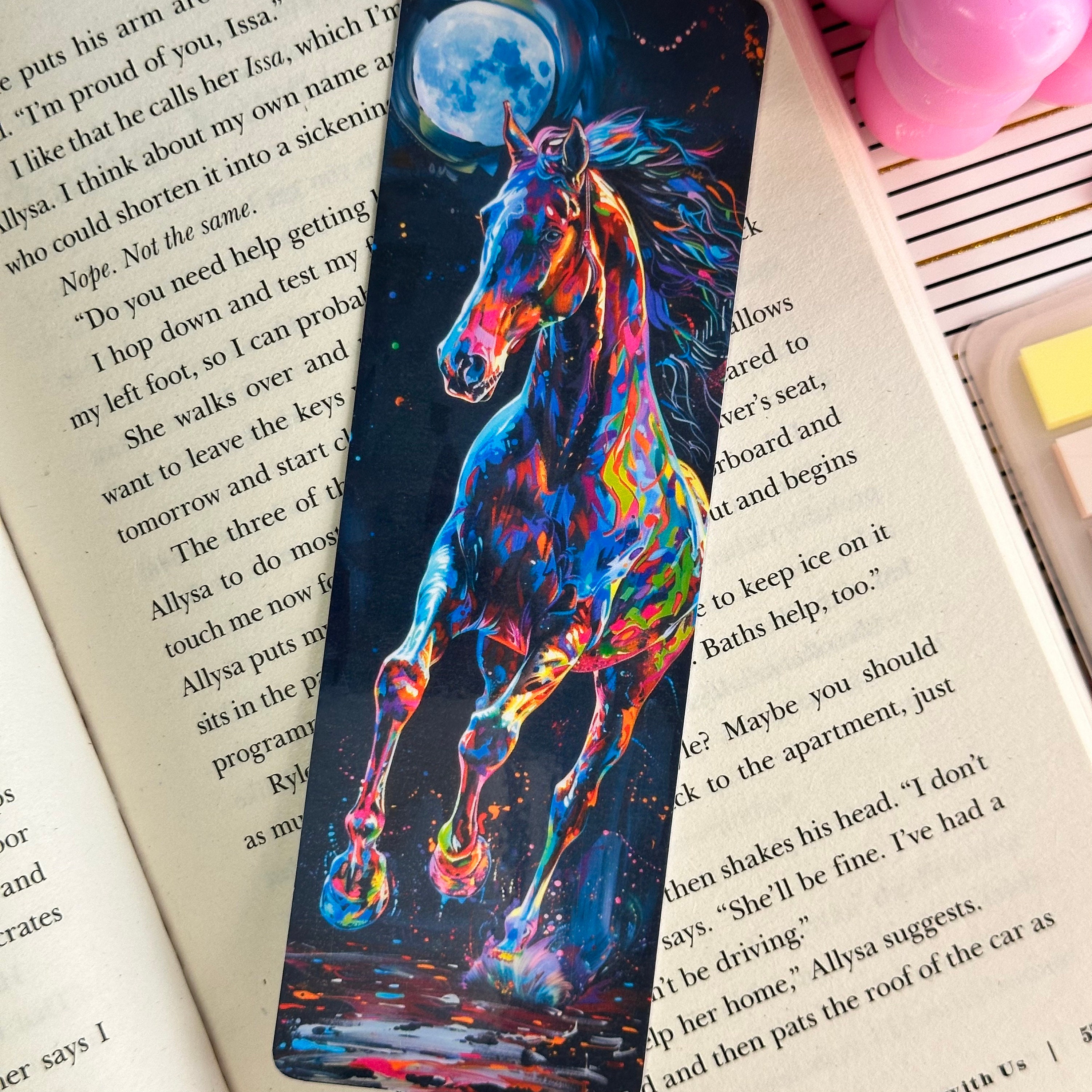Neon Horse Bookmark Horse Bookmark Stationary Gift Cute Bookmark Neon ...