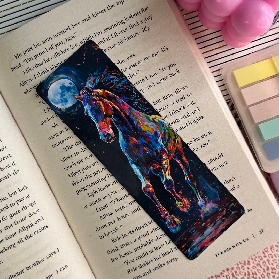 Neon Horse Bookmark Horse Bookmark Stationary Gift Cute Bookmark Neon ...