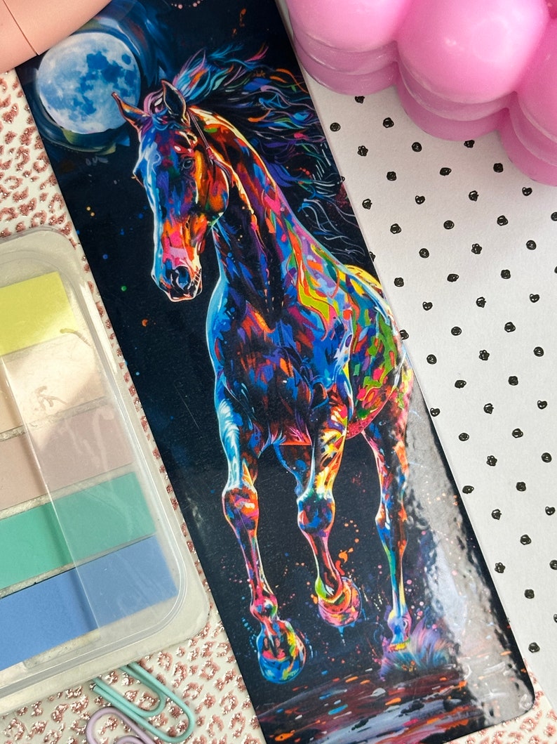Neon Horse Bookmark Horse Bookmark Stationary Gift Cute Bookmark Neon ...