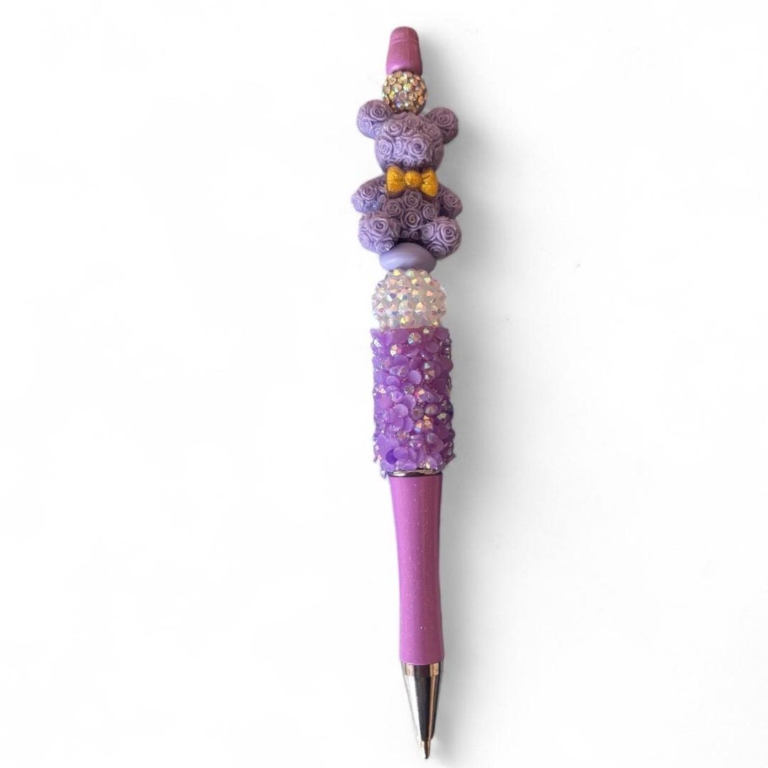 Purple Fancy Bear Bedazzled Beaded Pen - Etsy