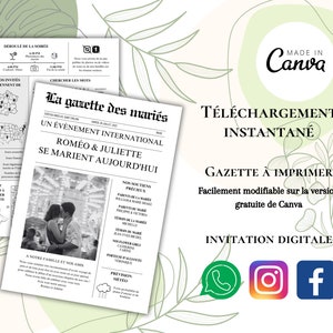 Gazette Des Mariés Template - Etsy