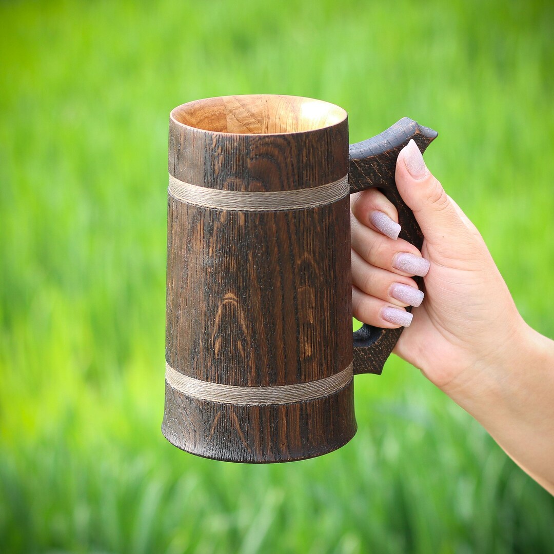 Wooden Beer Mug 600ml – Handmade Oak Tankard Gift for Him - Etsy