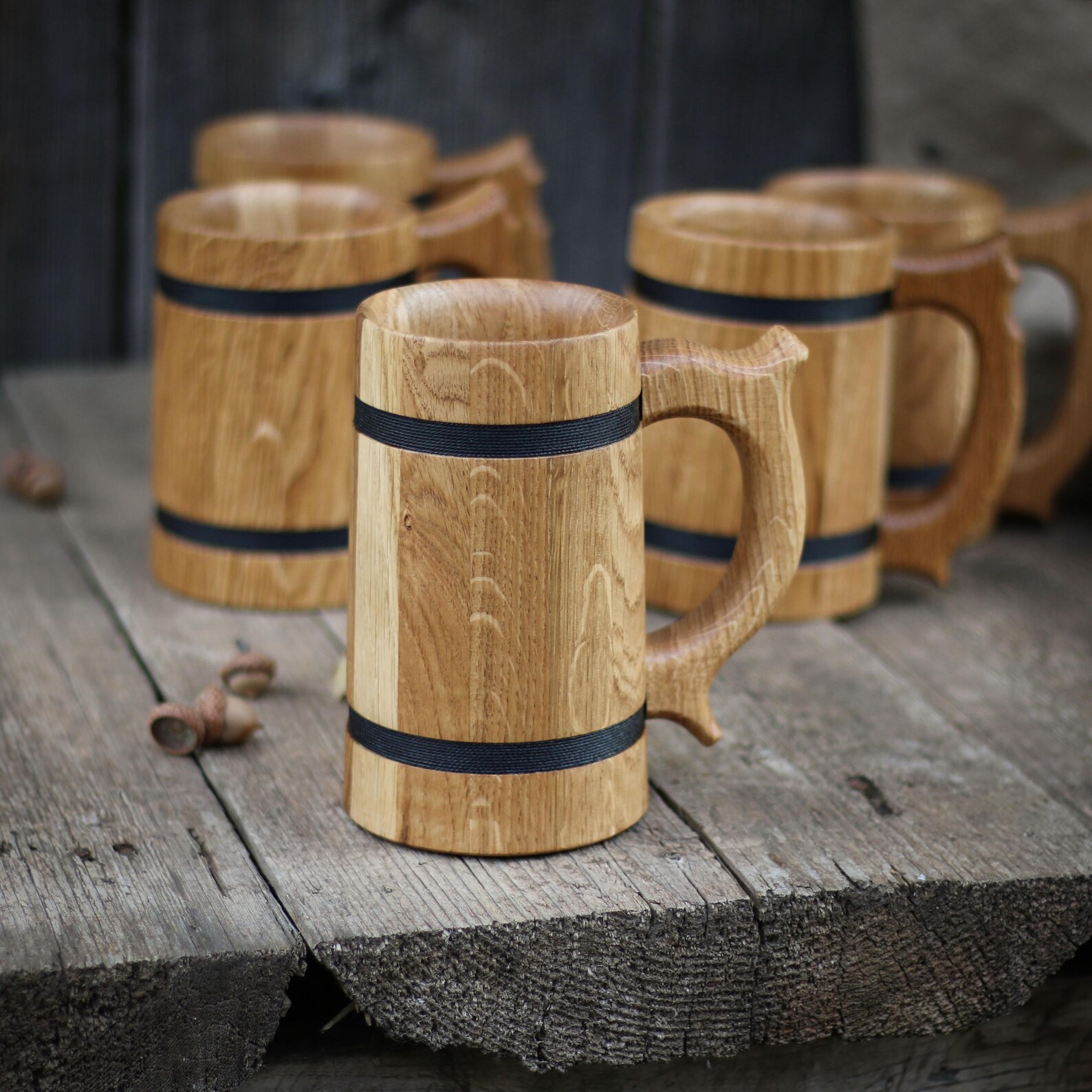 Handcrafted Oak Beer Mug: 20oz Natural Beeswax Coated Wooden Tankard - Etsy